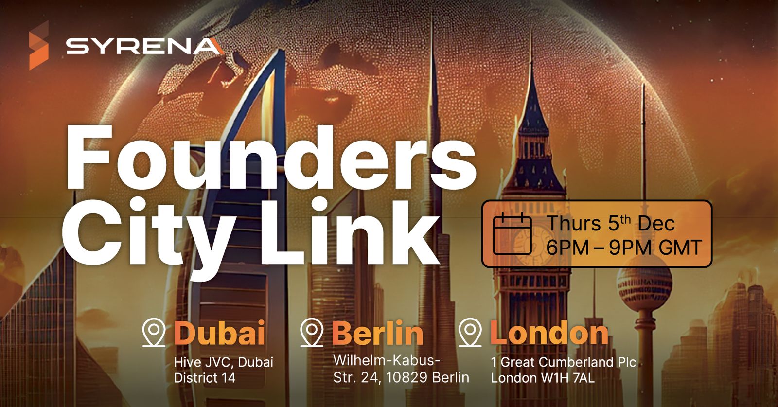 Global Founder & Investor Community · Events Calendar