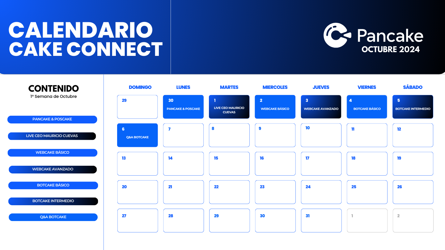 CAKE CONNECT · Events Calendar