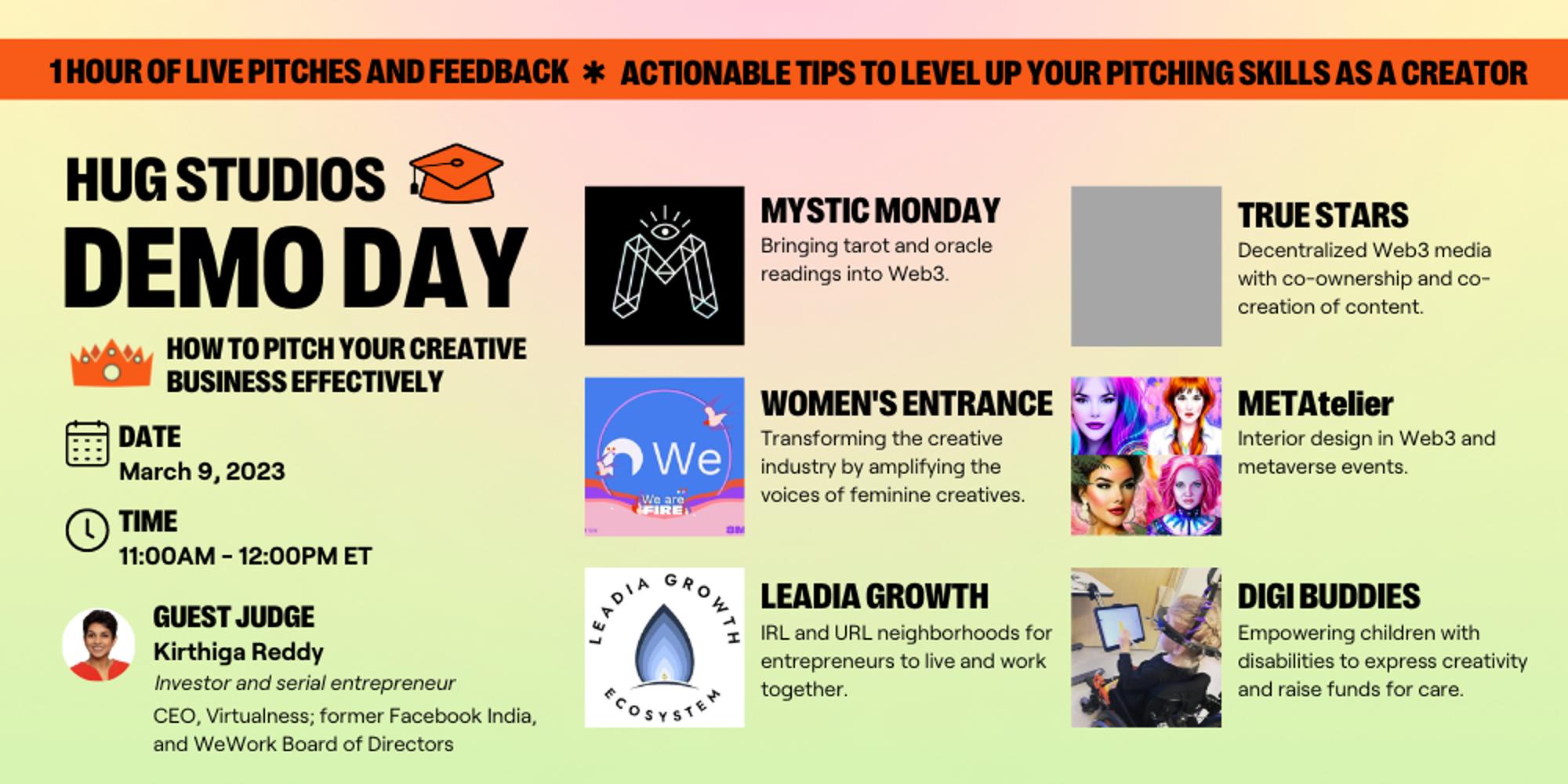 Invitation to HUG Studios Demo Day + Artist Innovation Laboratory - HUG · Luma