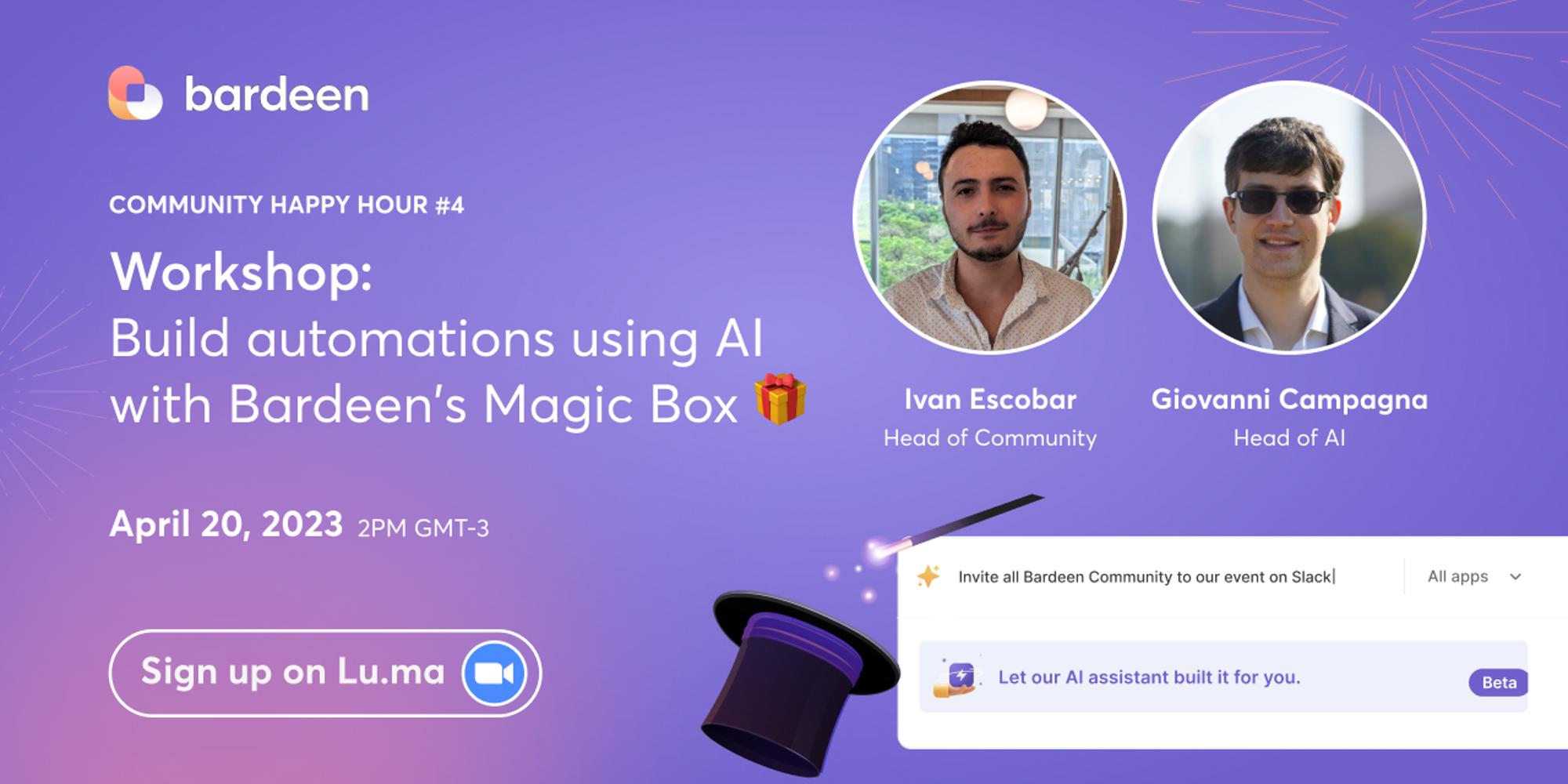 Workshop: build automations using AI with Bardeen's Magic Box 🎁 ...