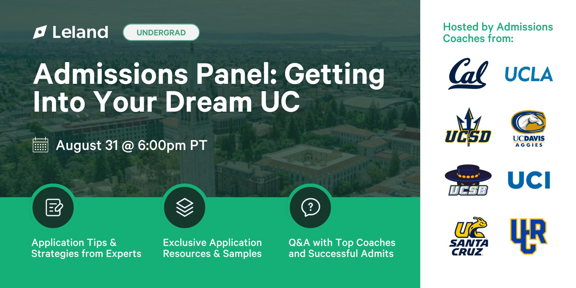 Admissions Panel: Getting Into Your Dream UC · Zoom · Luma