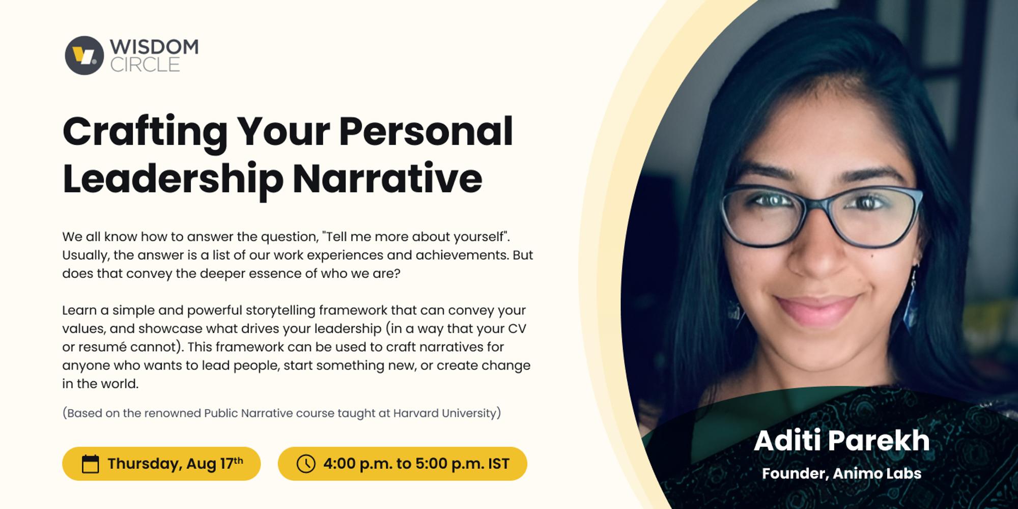 Crafting Your Personal Leadership Narrative · Zoom · Luma