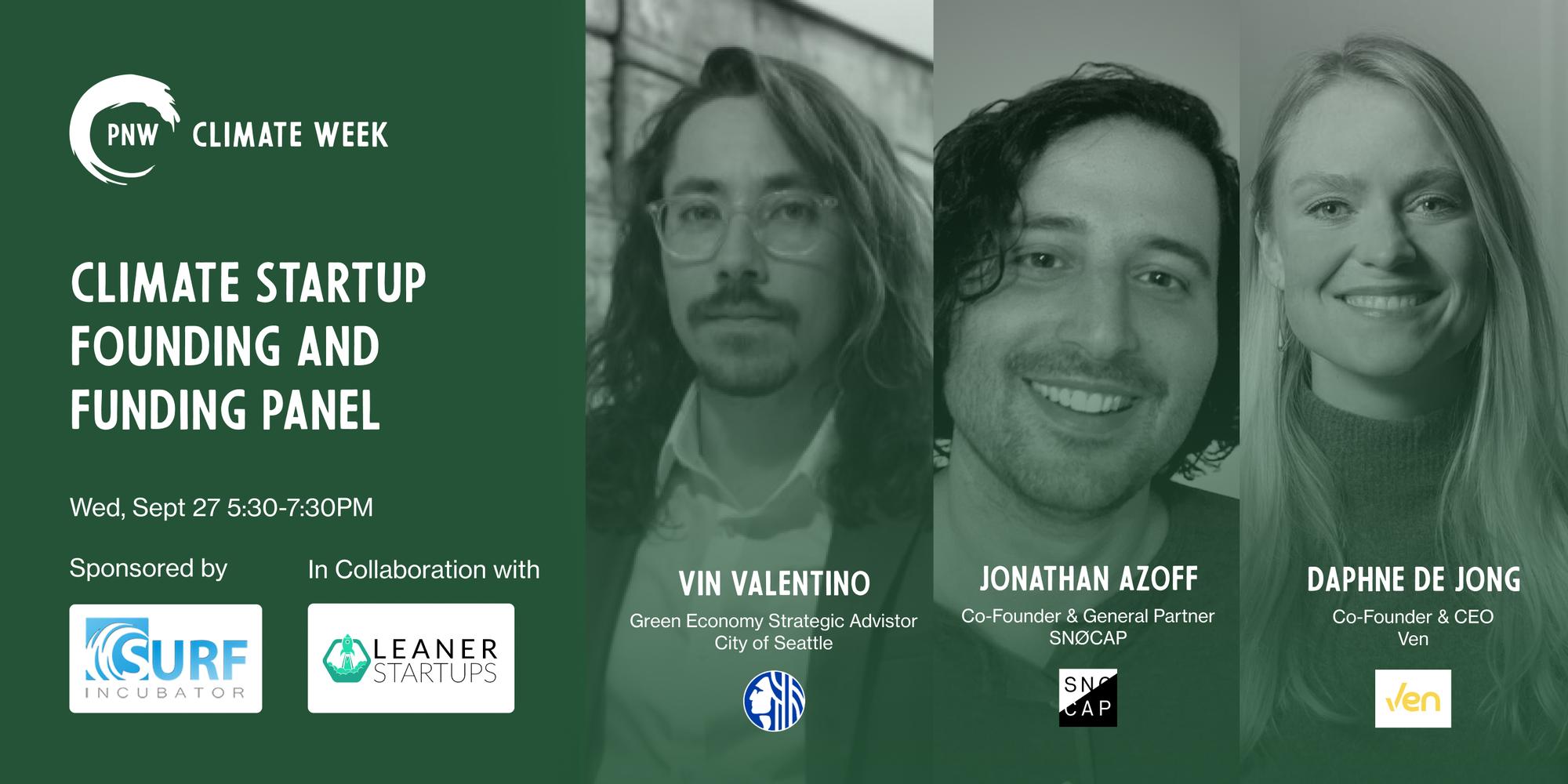 [Seattle] Climate Startup Founding and Funding Panel · Luma
