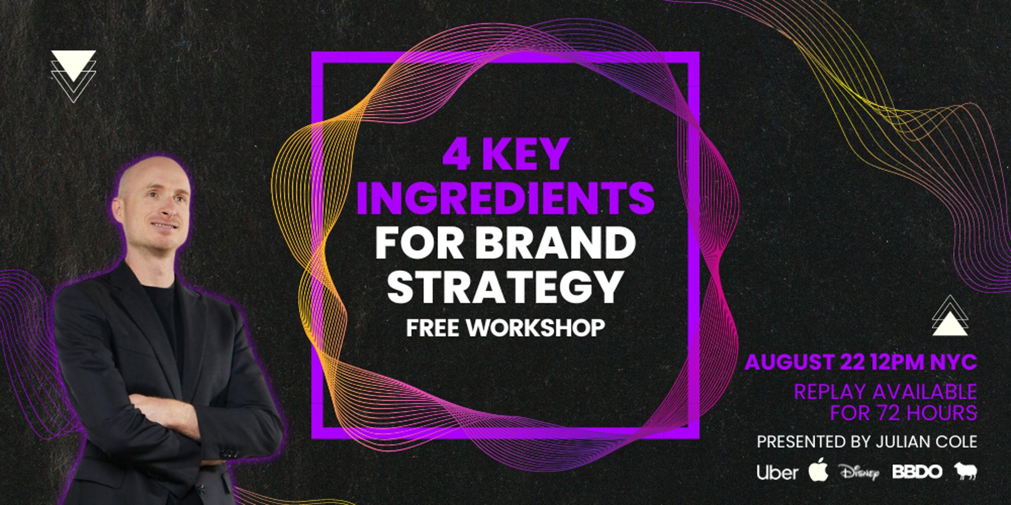 4 Key Ingredients For Brand Strategy | FREE Workshop by Julian Cole ...