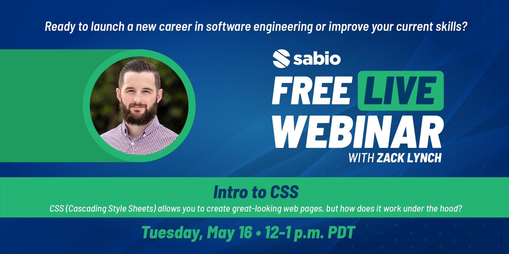 Intro to CSS Live Coding Class with Zach from Sabio · Zoom · Luma