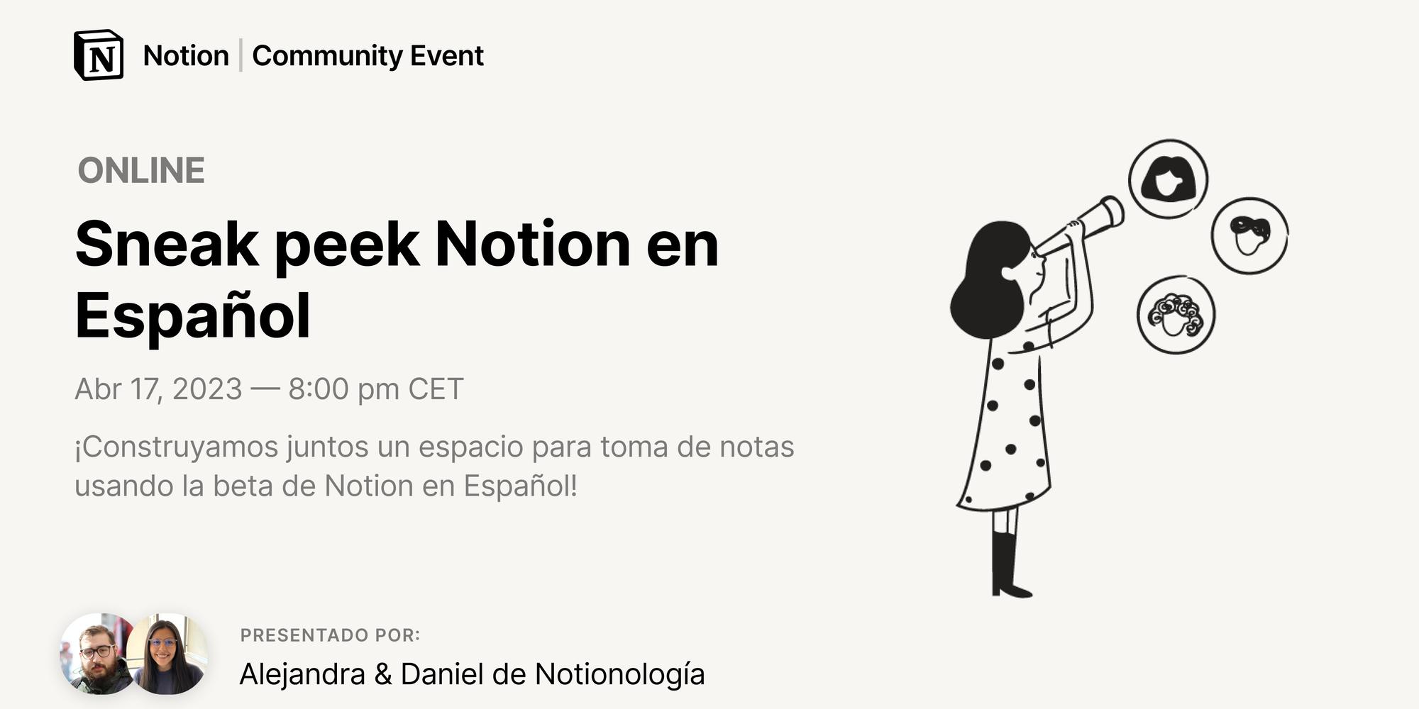 Sneak peek Notion Español - Webinar Toma de Notas · Zoom · Luma