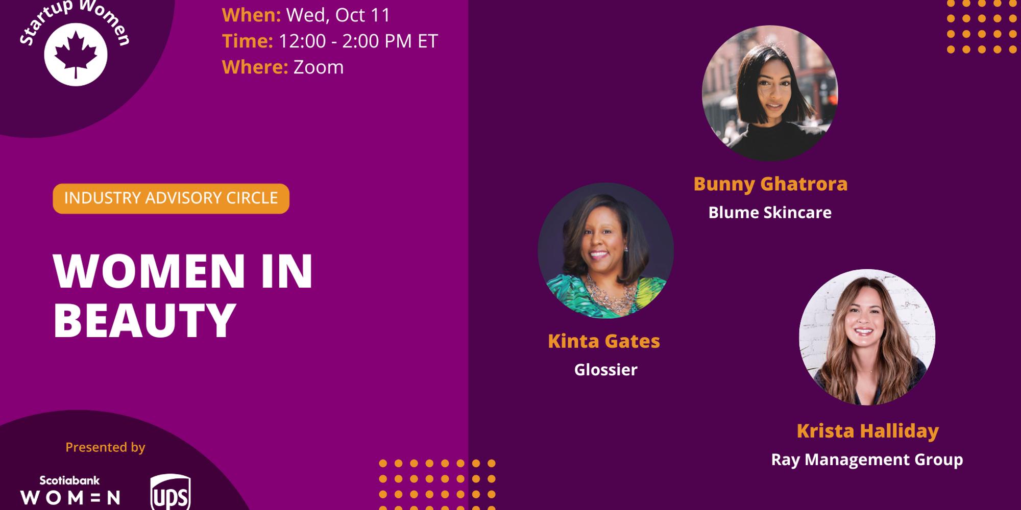 Women in Beauty | Startup Women · Zoom · Luma