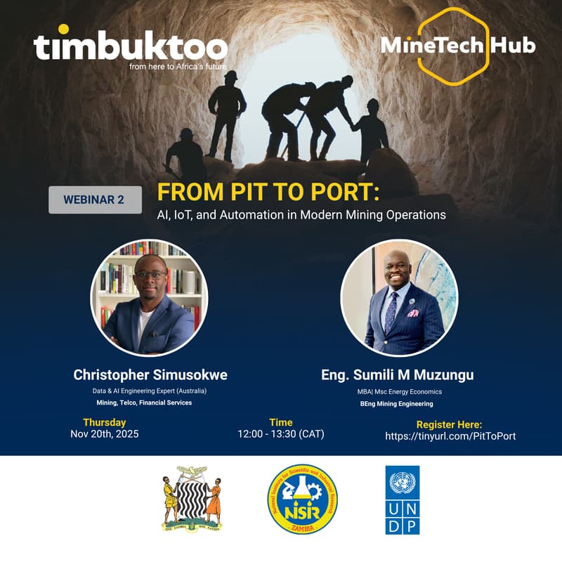 timbuktoo MineTech: From Pit to Port: AI, IoT, and Automation in Modern Mining Operations · Zoom ...