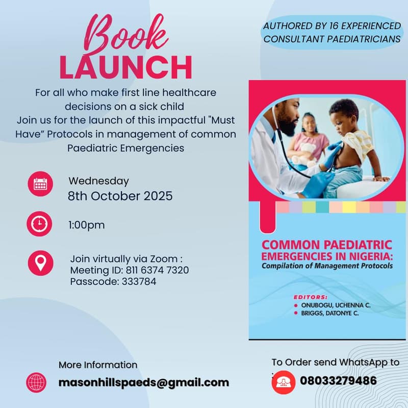 Book Launch: Common Paediatric Emergencies · Zoom · Luma