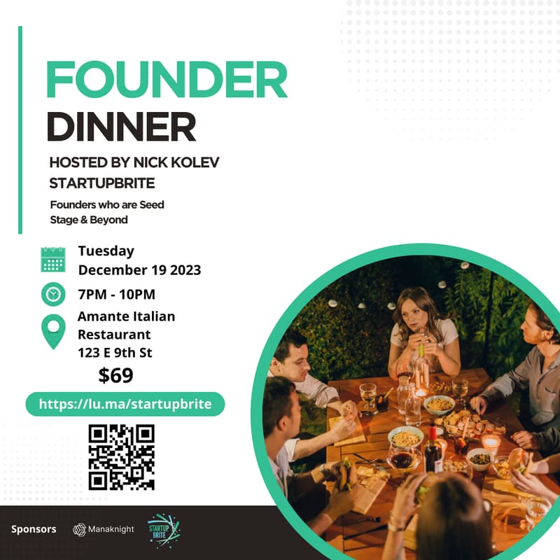 Private Dining x Startupbrite x VC Backed Founders · Luma
