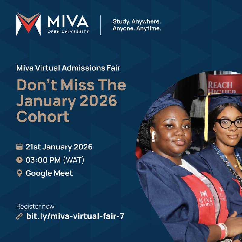 Miva Virtual Admissions Fair: Don't Miss The January 2026 Cohort · Luma