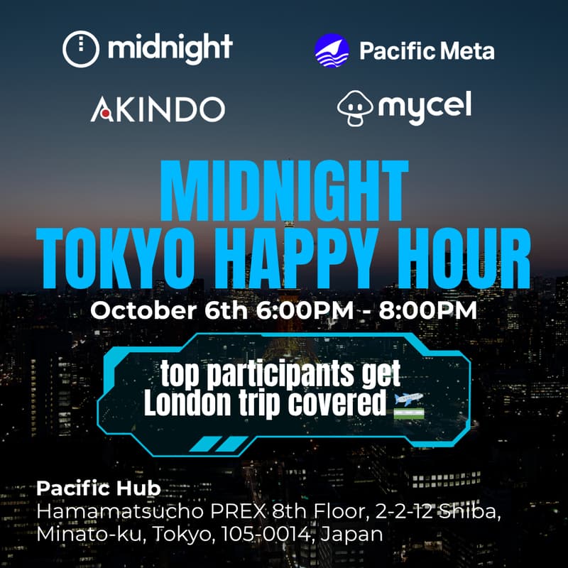 Midnight Tokyo Happy Hour With Midnight, Mycel, AKINDO & Pacific Meta ...